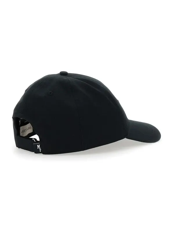 Moncler Black Baseball Cap With Logo Patch On The Front In Cotton