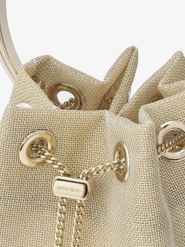 JIMMY CHOO Bon Bon Metallic Mesh Bucket Bag