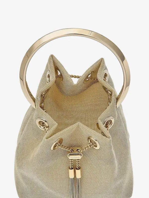 JIMMY CHOO Bon Bon Metallic Mesh Bucket Bag