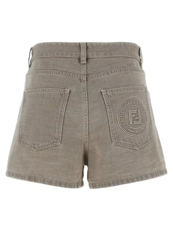 Fendi Cotton Denim Shorts - Cream