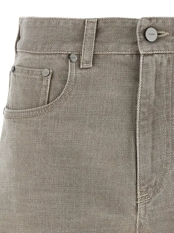 Fendi Cotton Denim Shorts - Cream