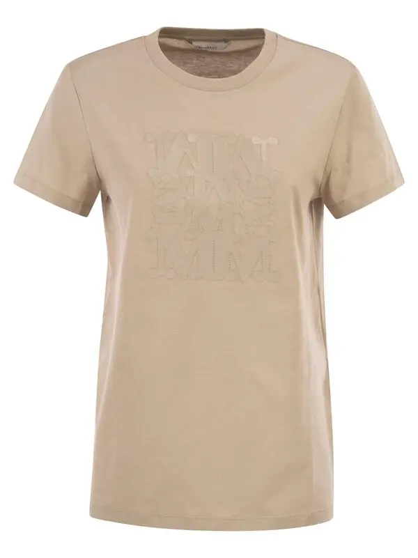 Max Mara Mxmgiovane T-shirt With Monogram Logo - Cream