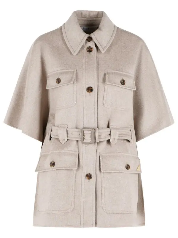 Max Mara Nettare' Beige Cashmere Cape - Cream
