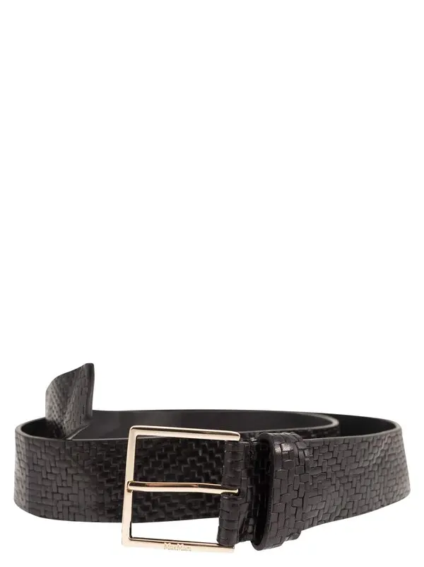 Max Mara Mxatrine Braided Leather Belt - Black