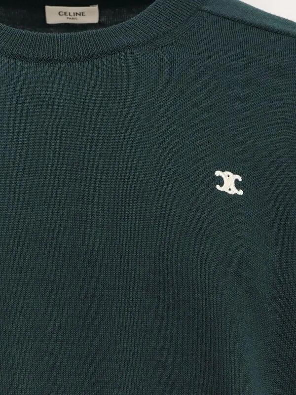 Celine Wool Sweater With Embroidered Logo On The Front