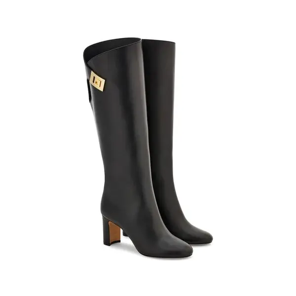 FERRAGAMO Leather Shaft-style Boots - Black