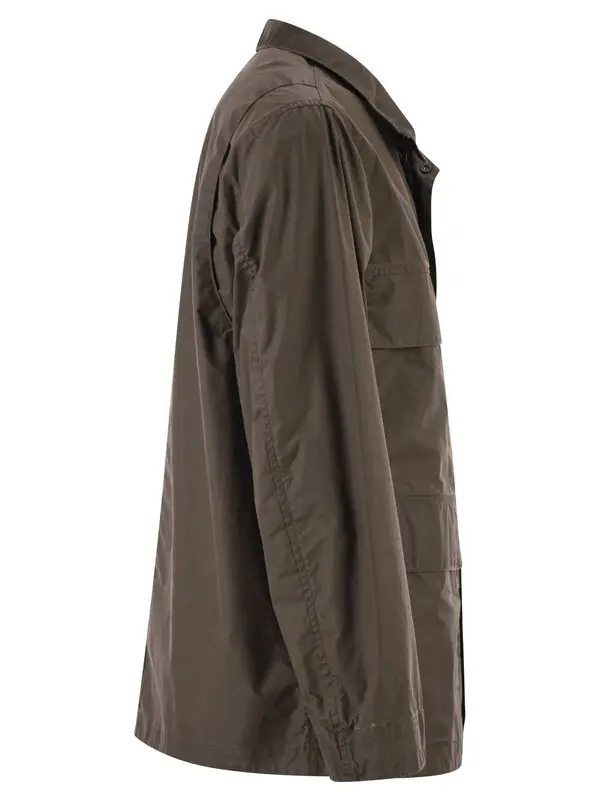 Stone Island Field Jacket With Pigmented Wax Coating