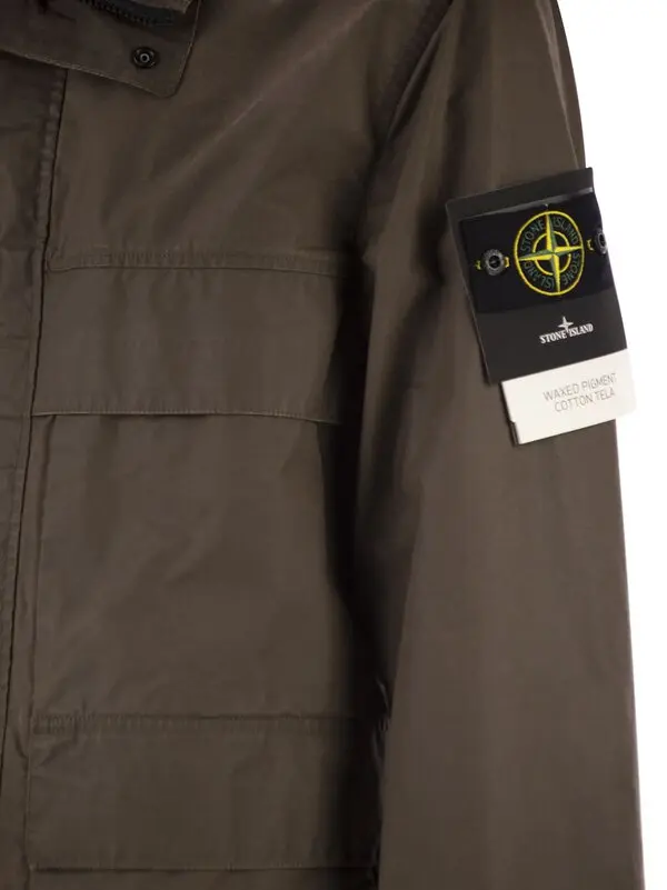 Stone Island Field Jacket With Pigmented Wax Coating