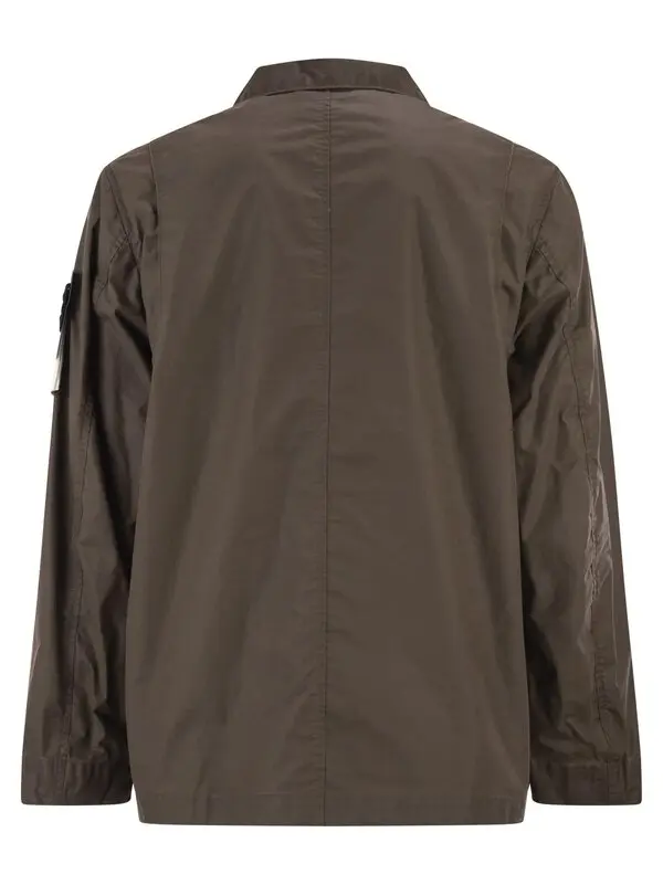 Stone Island Field Jacket With Pigmented Wax Coating - Brown