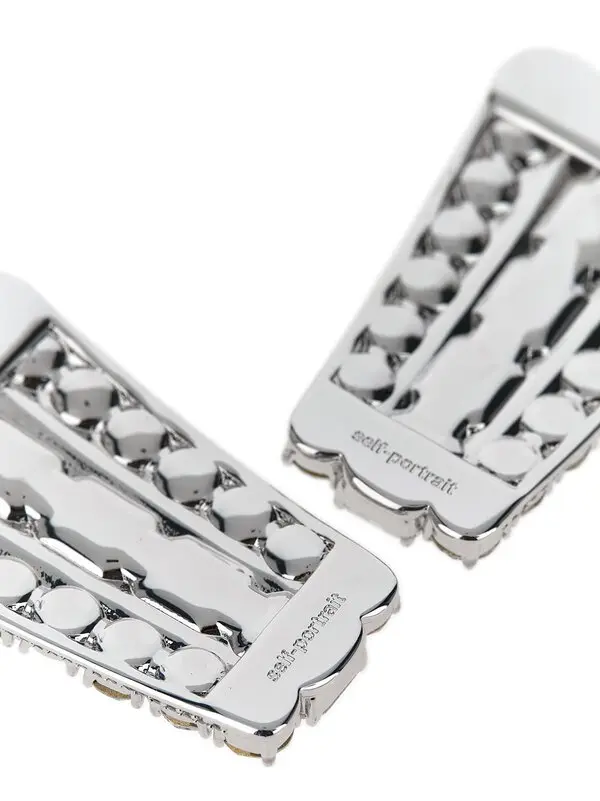 SELF-PORTRAIT Multi Crystal Earrings - Silver