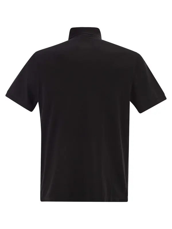 Stone Island Regular Fit Short-sleeved Polo Shirt With Compass Patch - Black