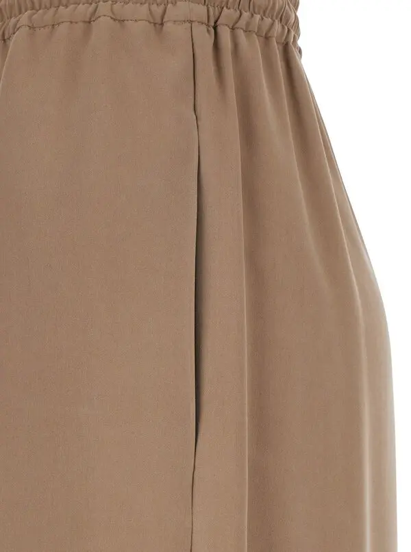 Max Mara Beige 'genero' Pants With Elastic Waist And Silk Drawstring For