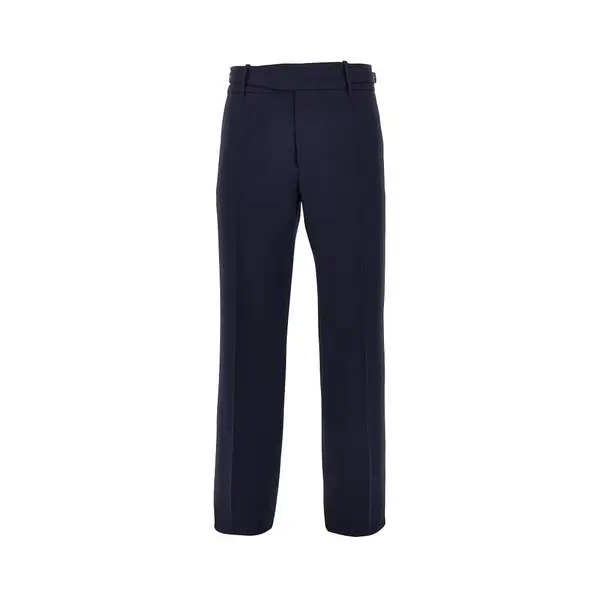 Dolce & Gabbana Wool Pants With Waist Straps - Blue