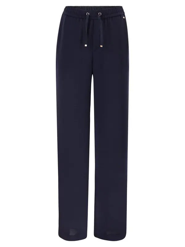 Herno Flowing Wide-leg Trousers With Drawstring - Blue