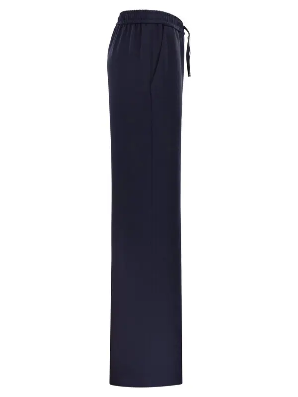 Herno Flowing Wide-leg Trousers With Drawstring - Blue