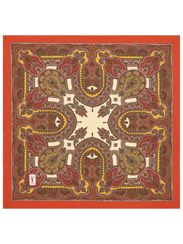 Saint Laurent Square Scarf In Paisley Silk Twill - Red