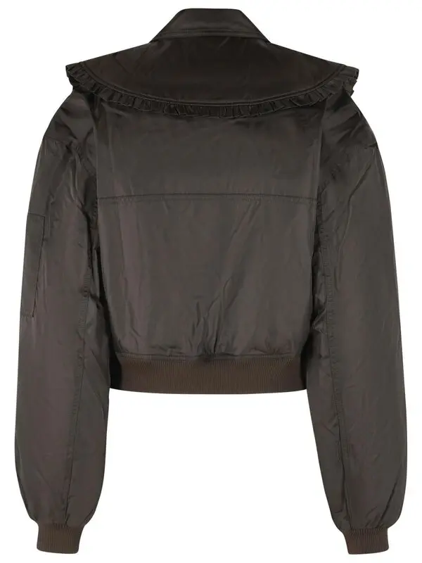 GANNI Polyamide Bomber Jacket - Brown
