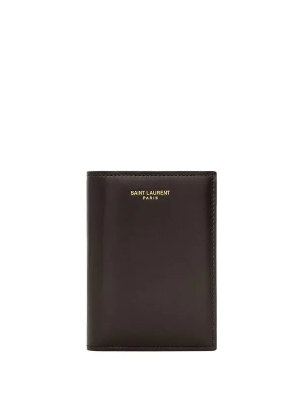 Saint Laurent Credit Card Wallet In Two-tone Smooth Leather - Brown