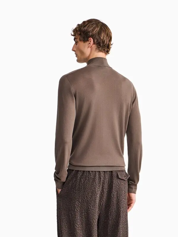 Giorgio Armani Slim-fit Sweater In Plain Knit Virgin Wool