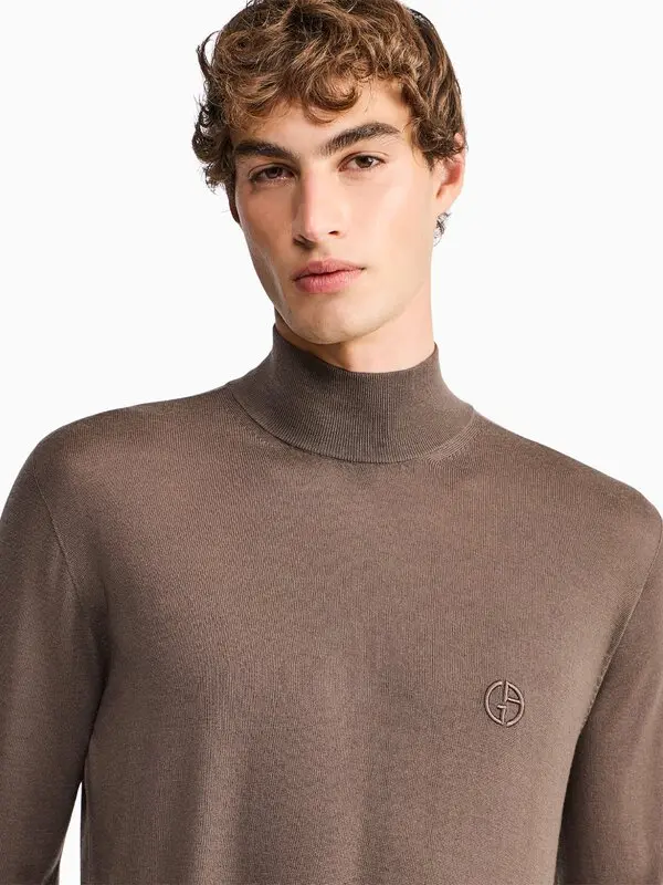 Giorgio Armani Slim-fit Sweater In Plain Knit Virgin Wool