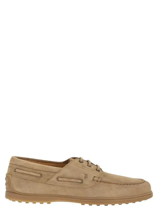 TOD'S Suede Boat Shoe - Cream