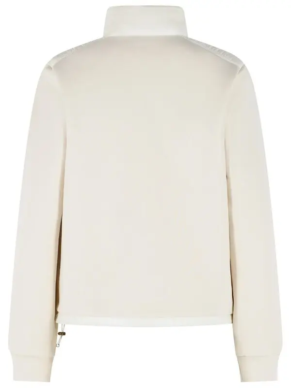 Moncler Open Zip Sweater In Ivory Cotton Blend