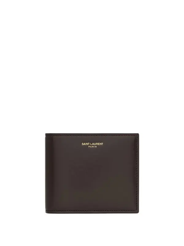 Saint Laurent East/west Wallet In Two-tone Smooth Leather - Brown