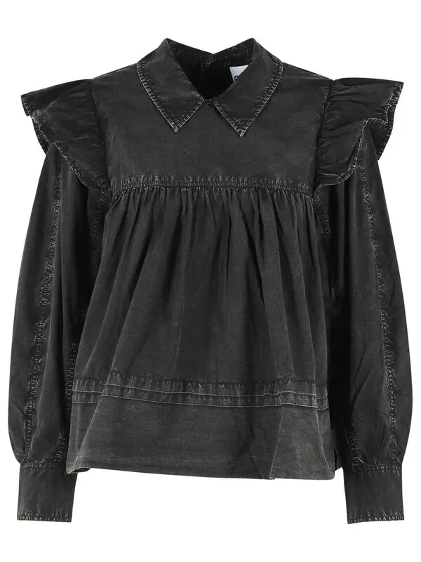 GANNI Organic Cotton Blouse - Black