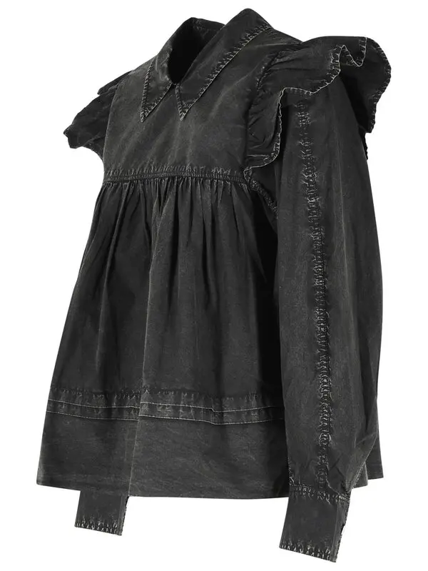 GANNI Organic Cotton Blouse - Black