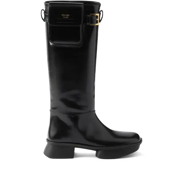 Prada Calfskin Knee-high Boots - Black
