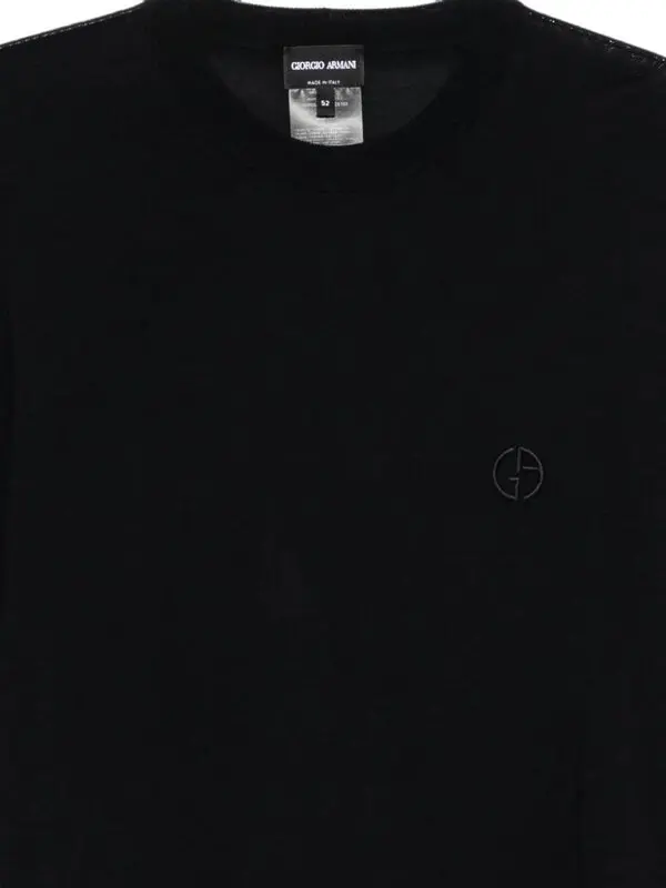 Giorgio Armani Logo Embroidered Wool Sweater - Blue