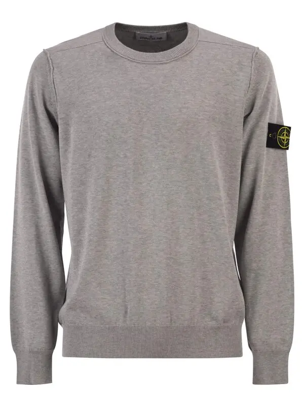 Stone Island Crew Neck Jumper With Small Lapel
