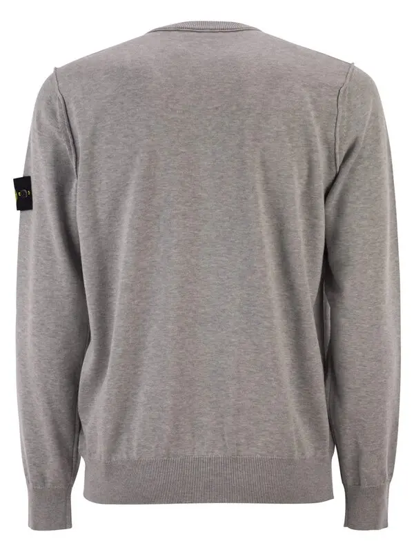 Stone Island Crew Neck Jumper With Small Lapel