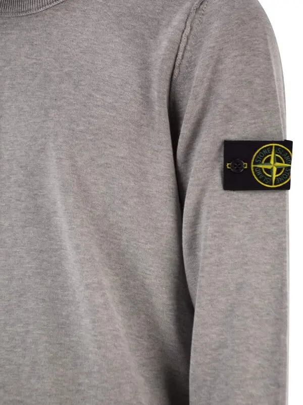 Stone Island Crew Neck Jumper With Small Lapel