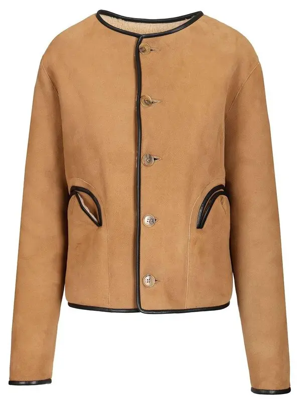 BLAZÉ MILANO Tatoosh Gliss Shearling Bolero Jacket - Brown