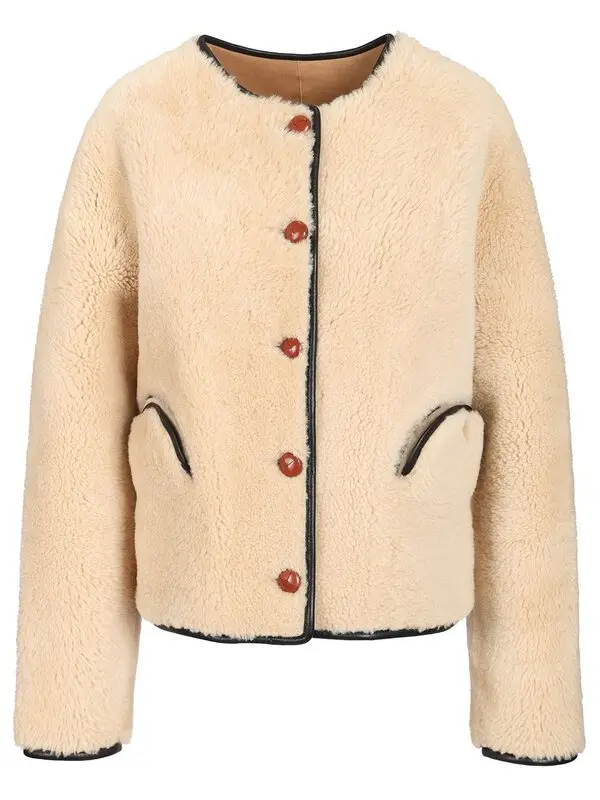 BLAZÉ MILANO Tatoosh Gliss Shearling Bolero Jacket - Brown