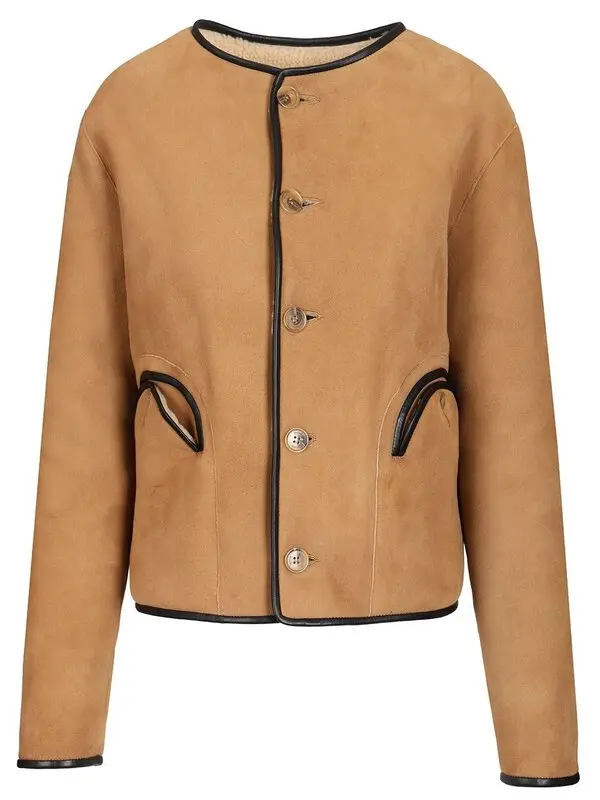 BLAZÉ MILANO Tatoosh Gliss Shearling Bolero Jacket - Brown