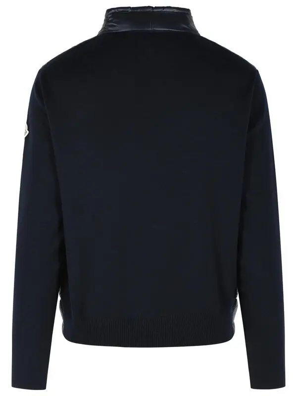 Moncler Padded Virgin Wool Crdigan With Zip Navy
