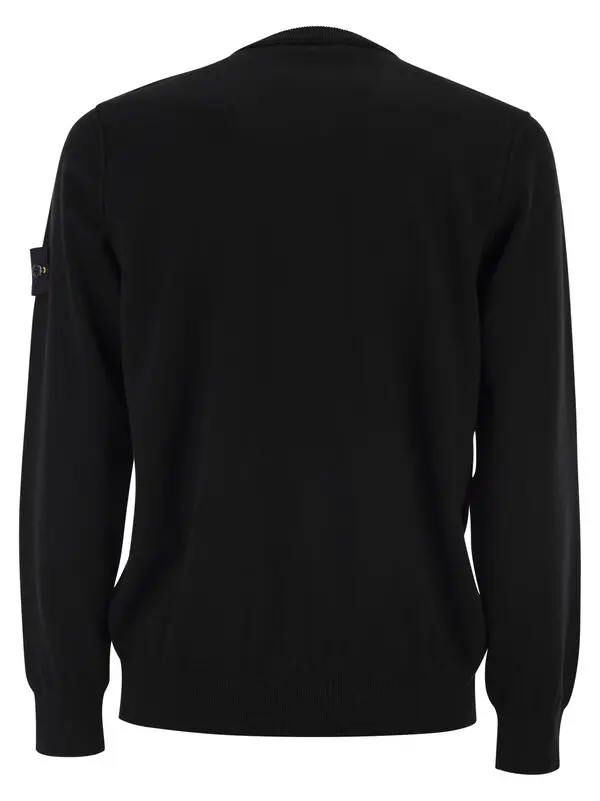 Stone Island Crew Neck Jumper With Small Lapel