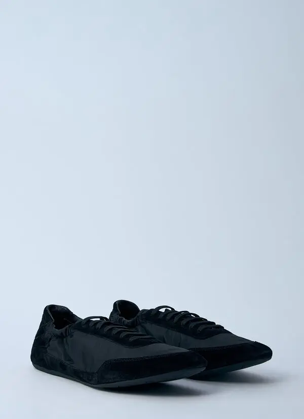 Prada Collapse Re-nylon And Suede Sneakers - Black