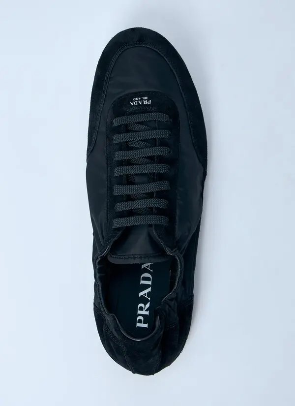 Prada Collapse Re-nylon And Suede Sneakers - Black