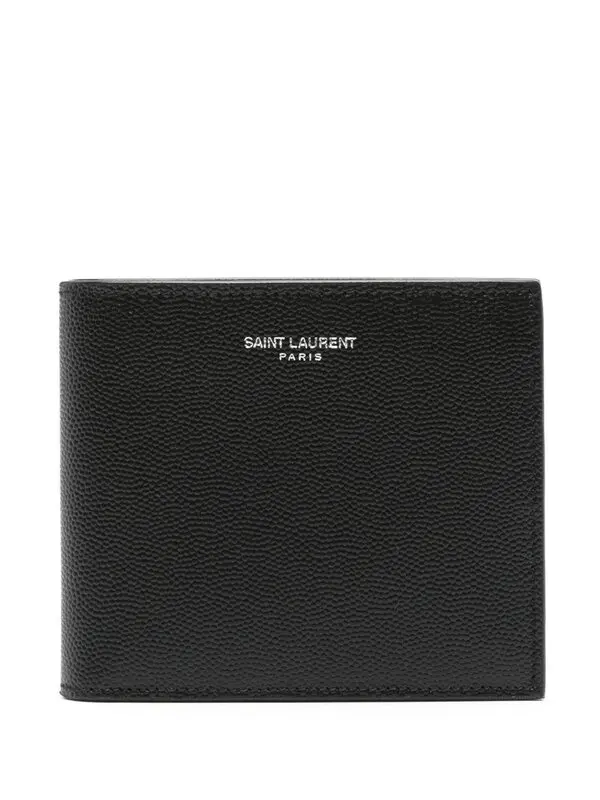 Saint Laurent Paris East/west Bi-fold Wallet In Grain De Poudre Leather - Black