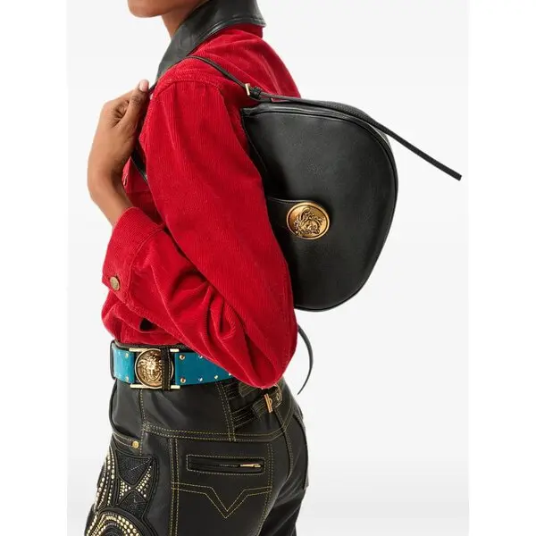 Versace Emblème Nappa Leather Shoulder Bag - Black
