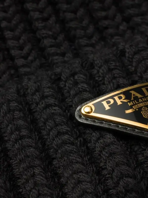 Prada Mélange Wool Beanie - Black