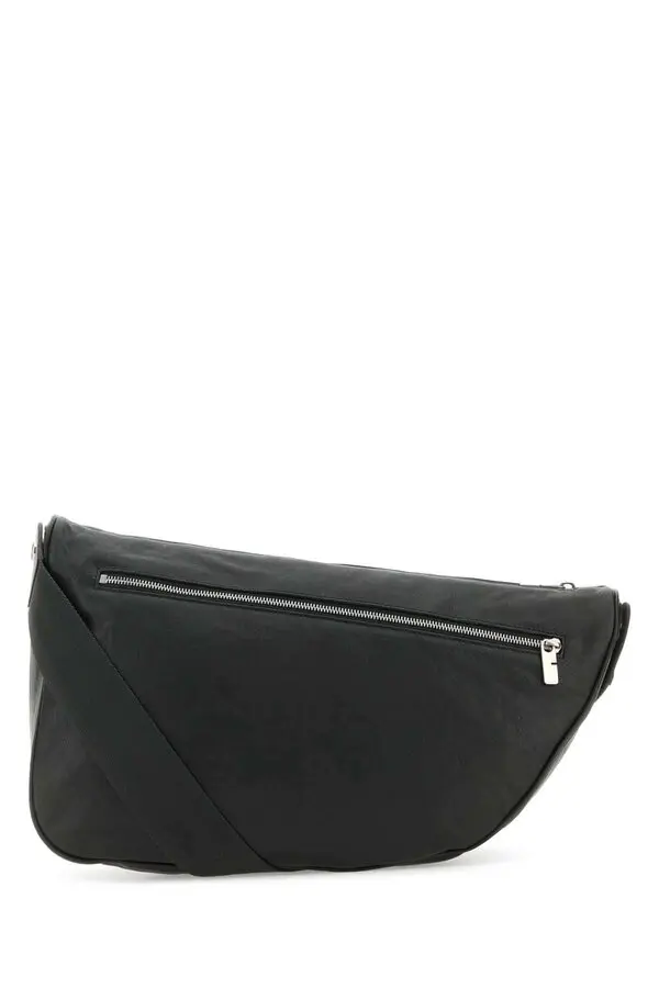 Burberry Slate Leather Large Shield Crossbody Bag - Black