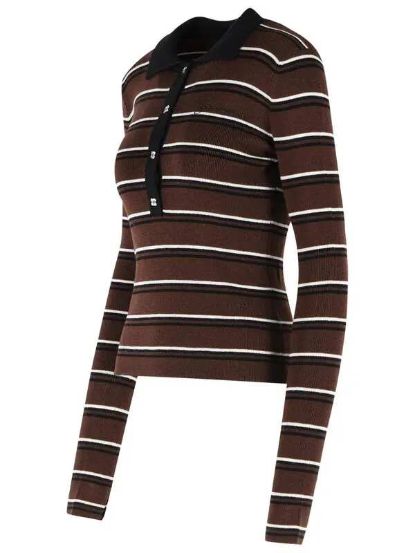 GANNI Brown Wool Polo Shirt