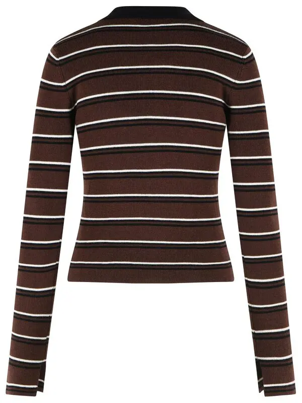 GANNI Brown Wool Polo Shirt