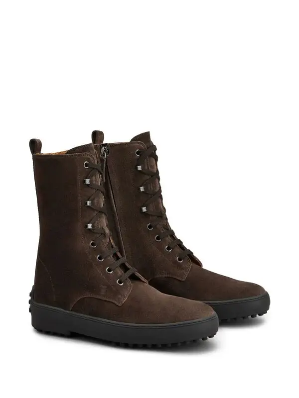 TOD'S High-laced Suede Chelsea Boots - Brown