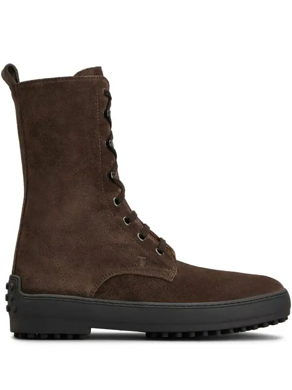 TOD'S High-laced Suede Boots - Brown