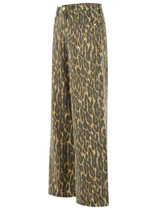 GANNI Leopard Cotton Jeans